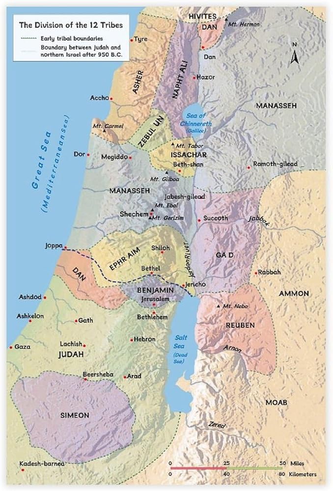 Map of 12 Tribes of Israel Biblical Tribes Map Bible Indonesia | Ubuy